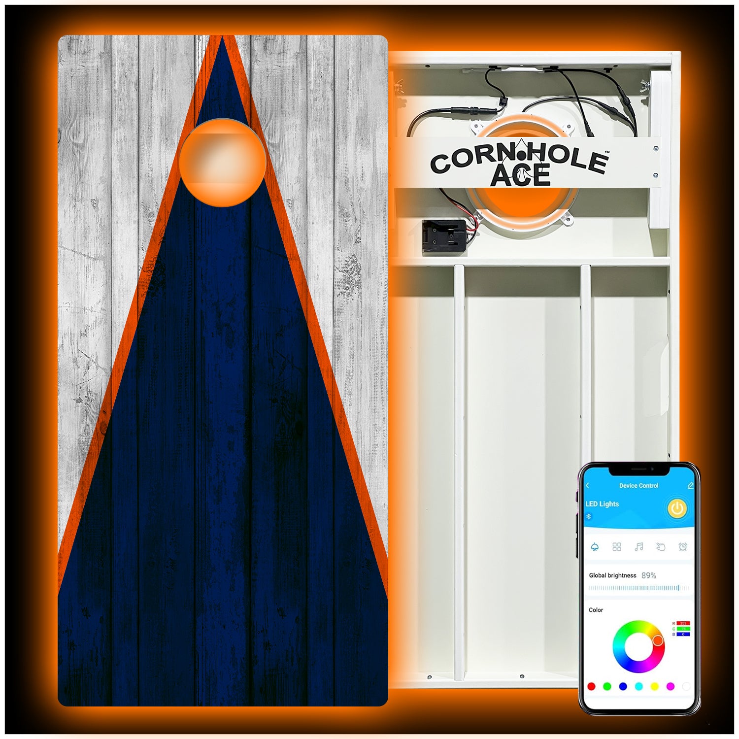 Chicago Tailgate Triangle Design (Blue and White) - Cornhole Board Set – CornholeAce