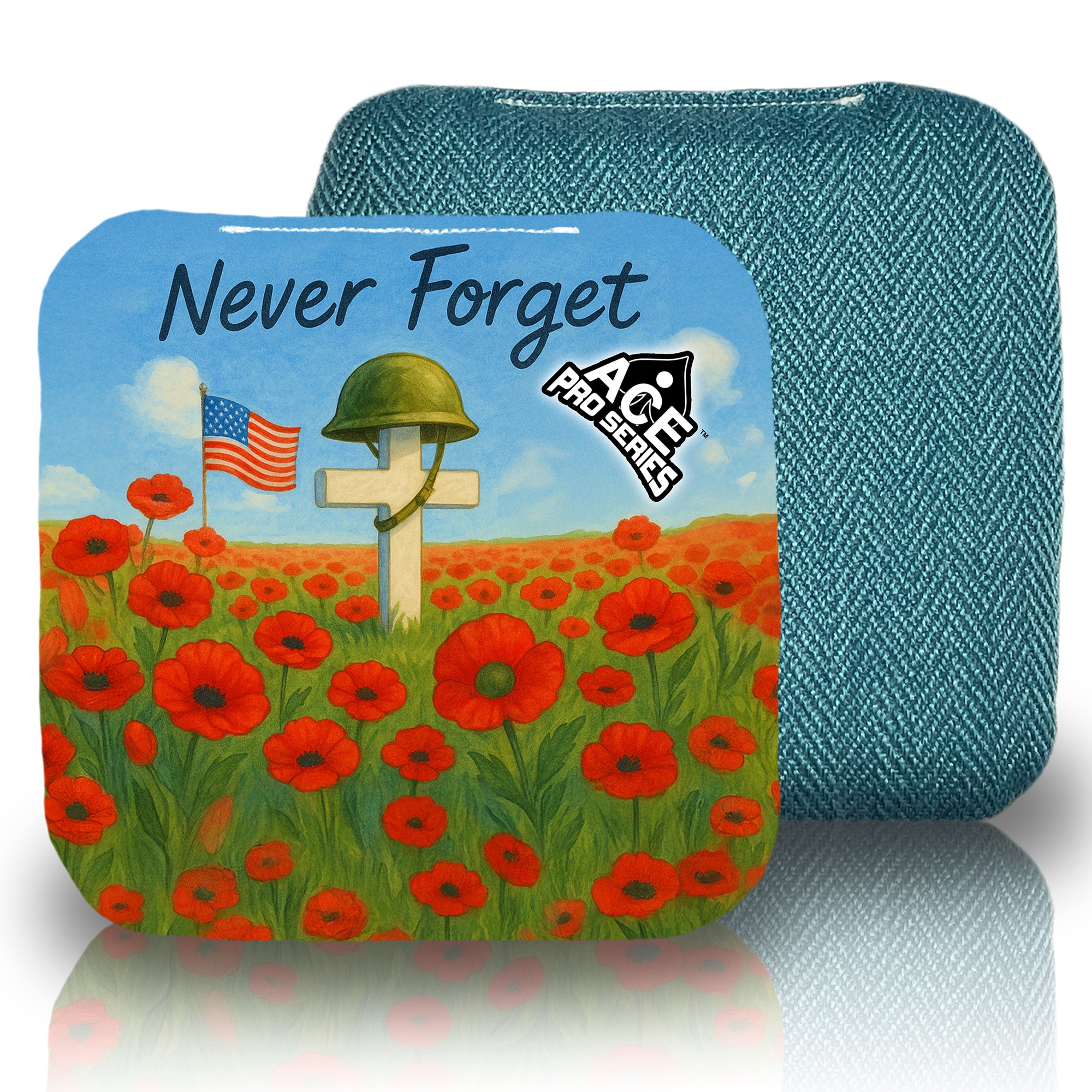 Never Forget - Teal Carpet - ACE Pro Carpet Cornhole Bags – CornholeAce