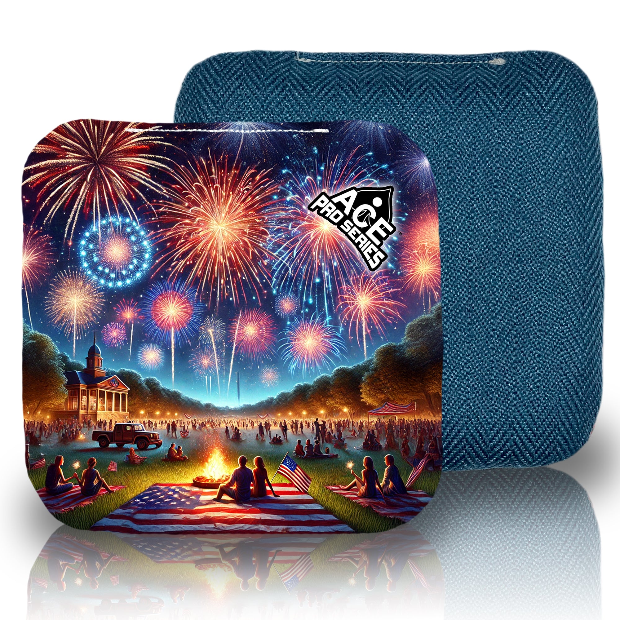 Stars Over Main Street - Navy Blue Carpet - ACE Pro Carpet Cornhole Ba – CornholeAce