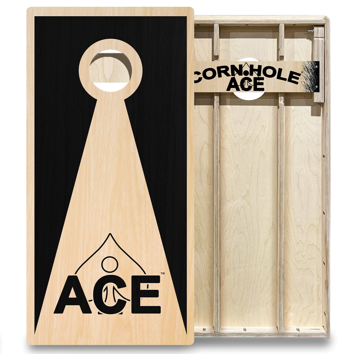 Black ACE Inverse Triangle - Cornhole Board Set - Elite – CornholeAce