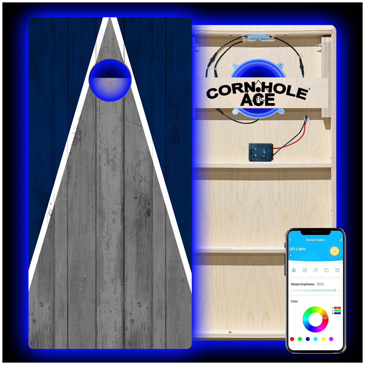 Dallas Tailgate Triangle Design (Blue and Silver) - Cornhole Board Set ...