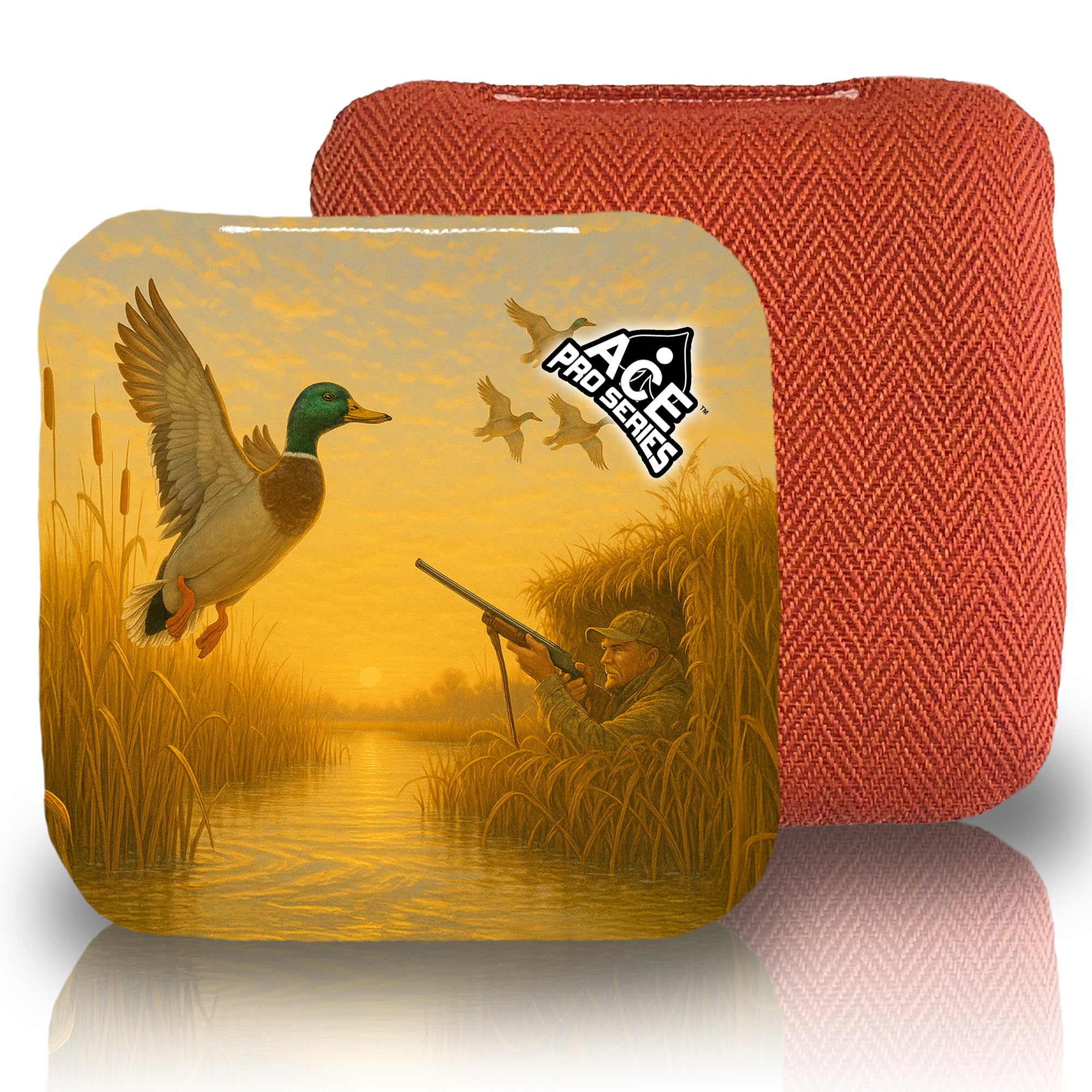 Duck Hunting at Dawn - Orange Carpet - ACE Pro Carpet Cornhole Bags ...