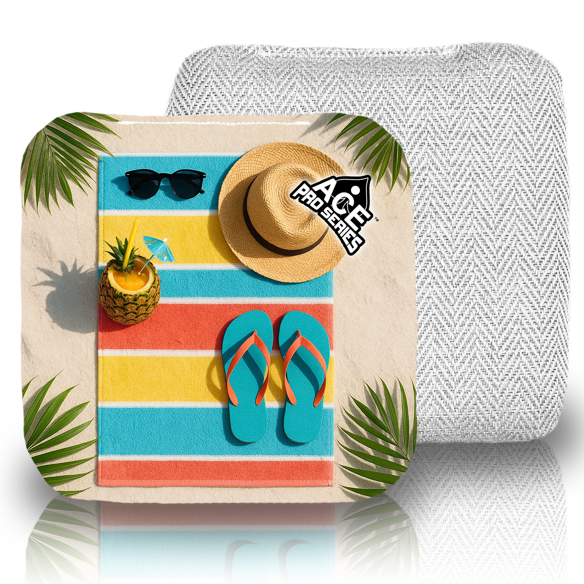 Flip Flops and Palm Trees - Black Carpet - ACE Pro Carpet Cornhole Bag ...