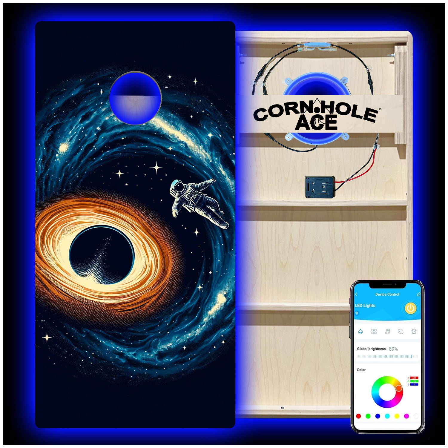 Into the Blue - Cornhole Board Set - Professional - With Pro Light Kit ...