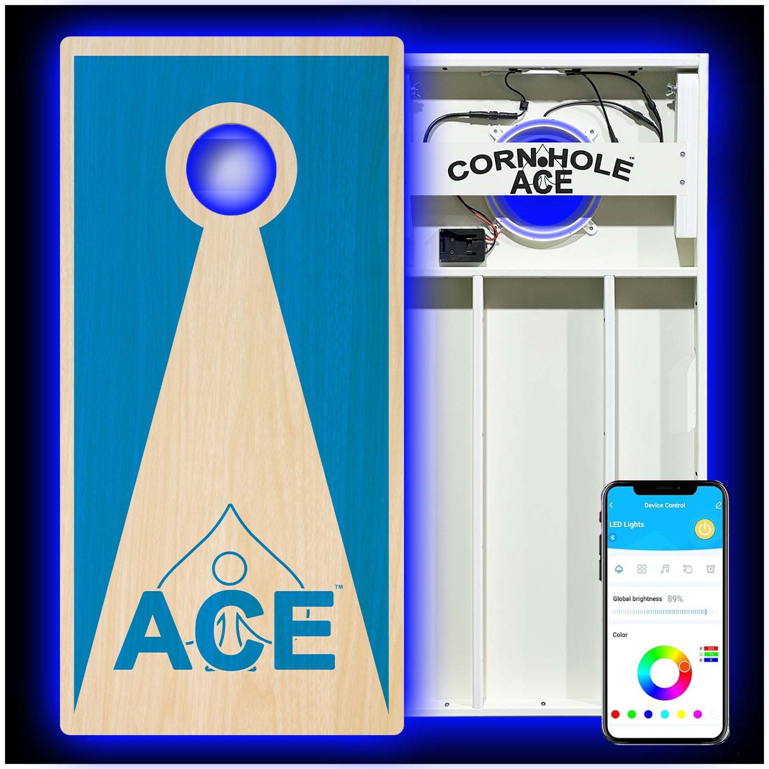 Light Blue ACE Inverse Triangle - Cornhole Board Set - All Weather - W ...