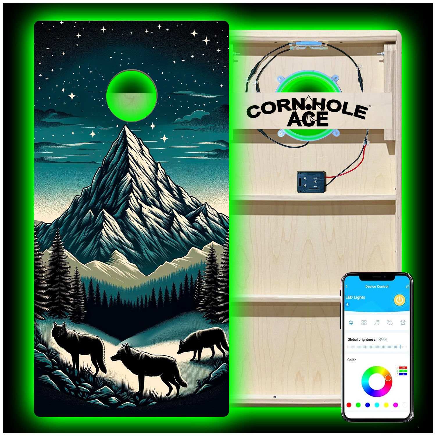 Moonlit Alpine Wolves - Cornhole Board Set - Professional - With Pro L ...
