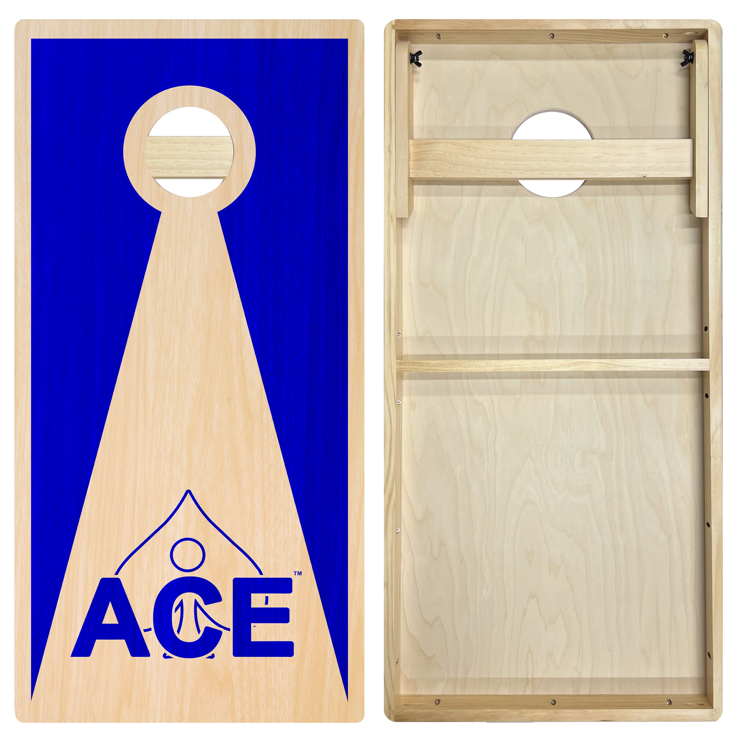 Navy Blue ACE Inverse Triangle - Cornhole Board Set - Intermediate ...