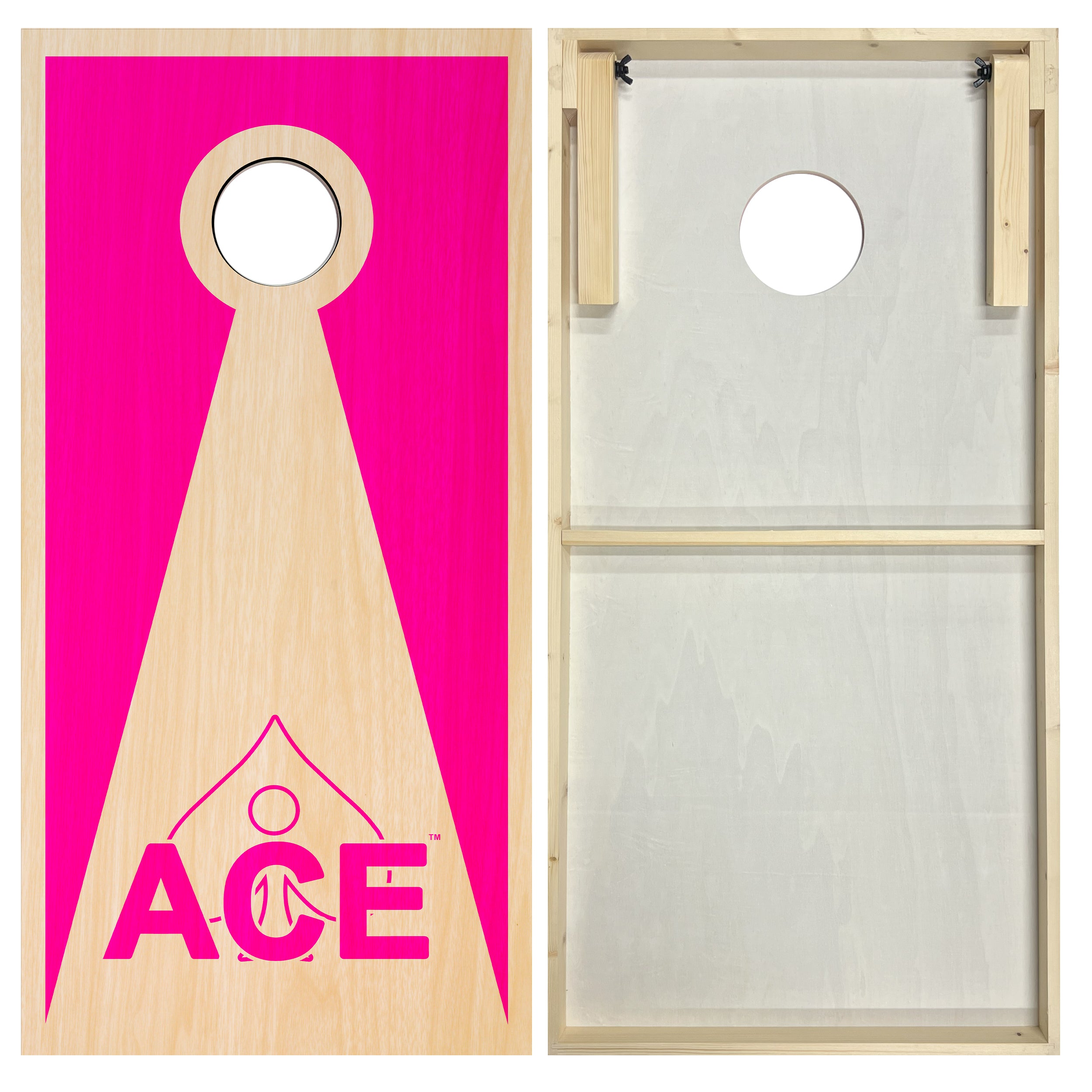 Pink ACE Inverse Triangle - Cornhole Board Set - Standard – CornholeAce