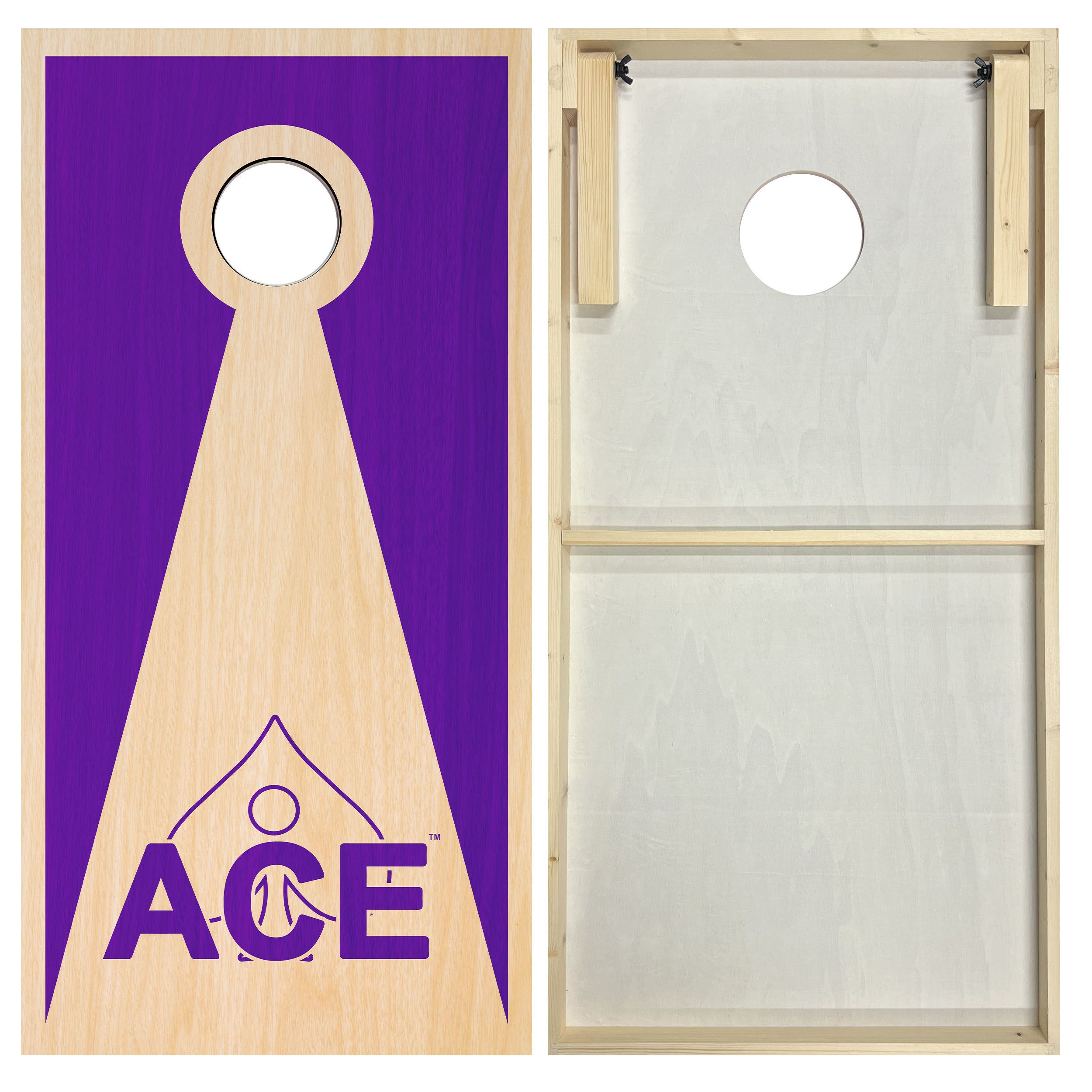 Purple ACE Inverse Triangle - Cornhole Board Set - Standard – CornholeAce