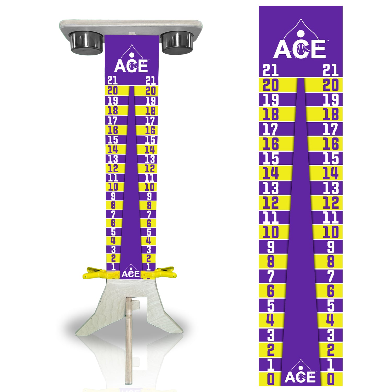 Elite Cornhole Scoreboard - 3ft Tall - Triangle Edition (Purple/Yellow ...