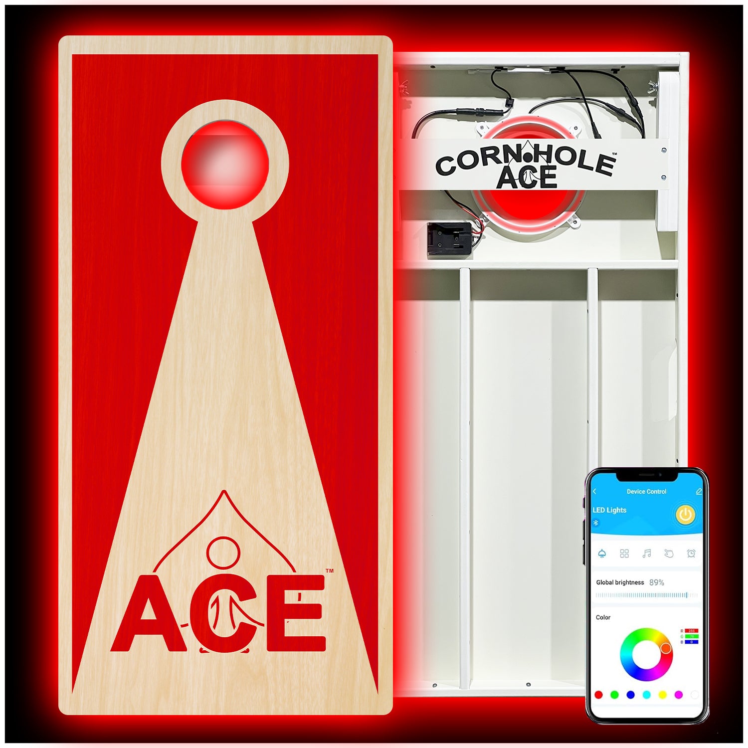 Red ACE Inverse Triangle - Cornhole Board Set - All Weather - With Pro ...