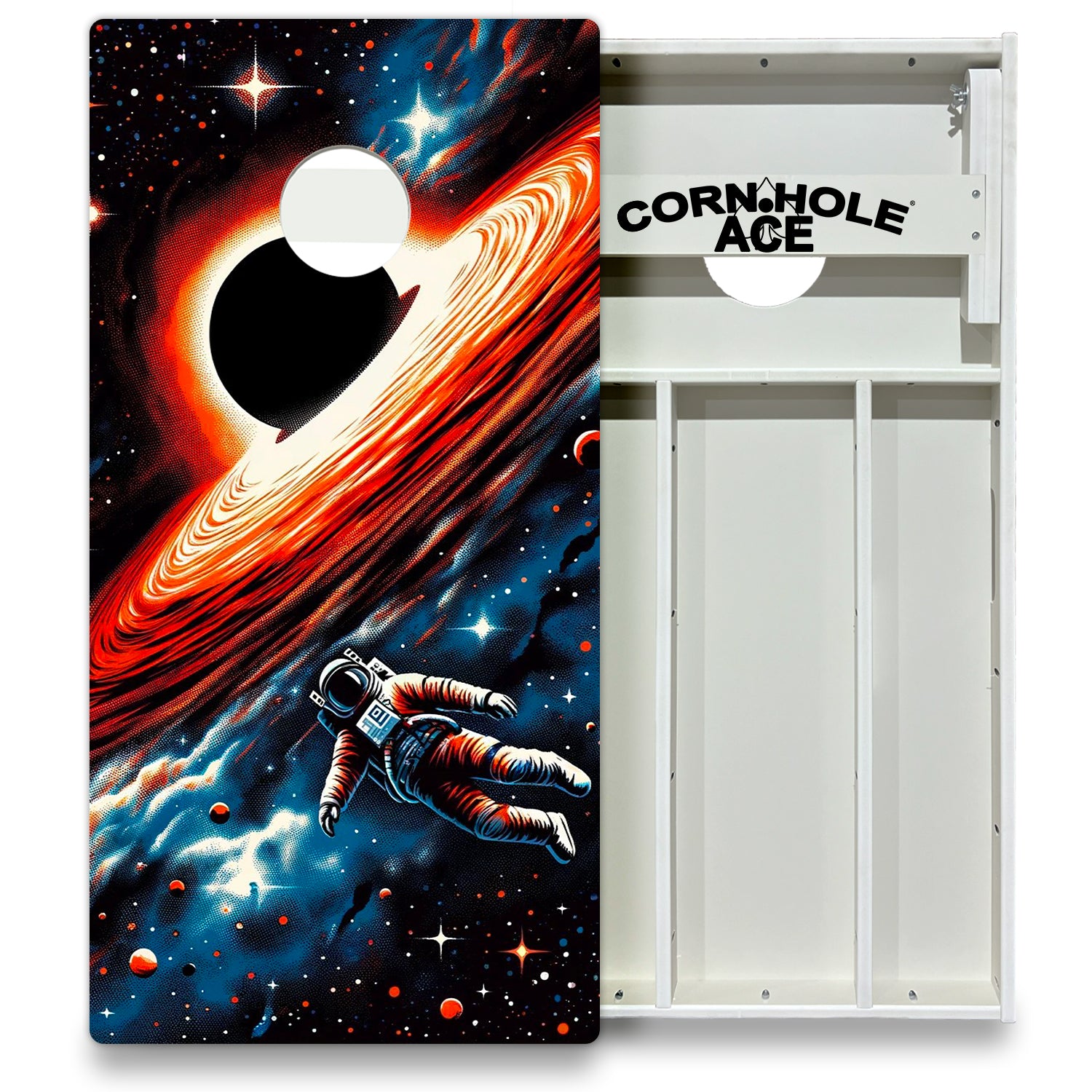 Retro Black Hole Explorer Cornhole Board Set | All Weather – CornholeAce