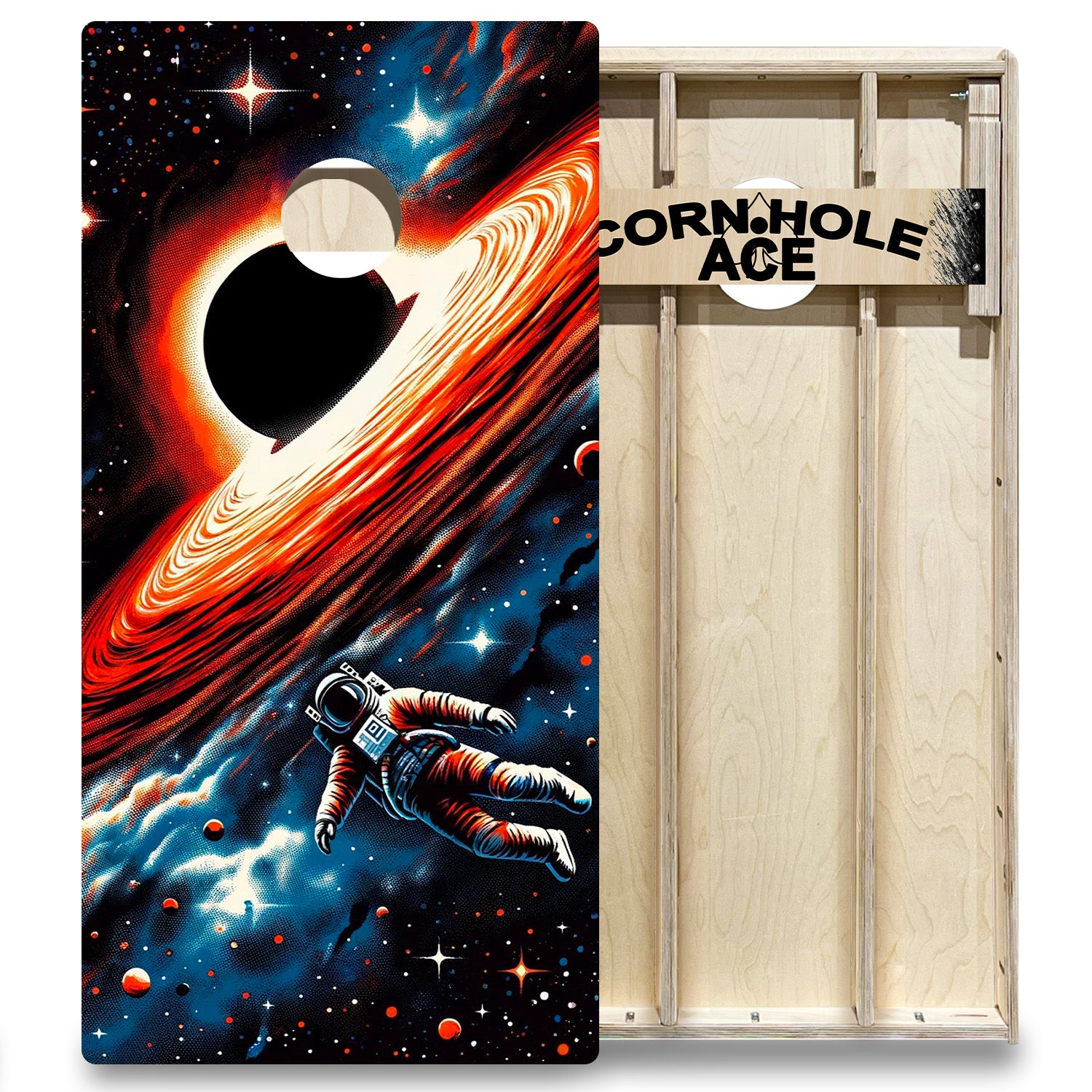 Retro Black Hole Explorer Cornhole Board Set | Elite – CornholeAce