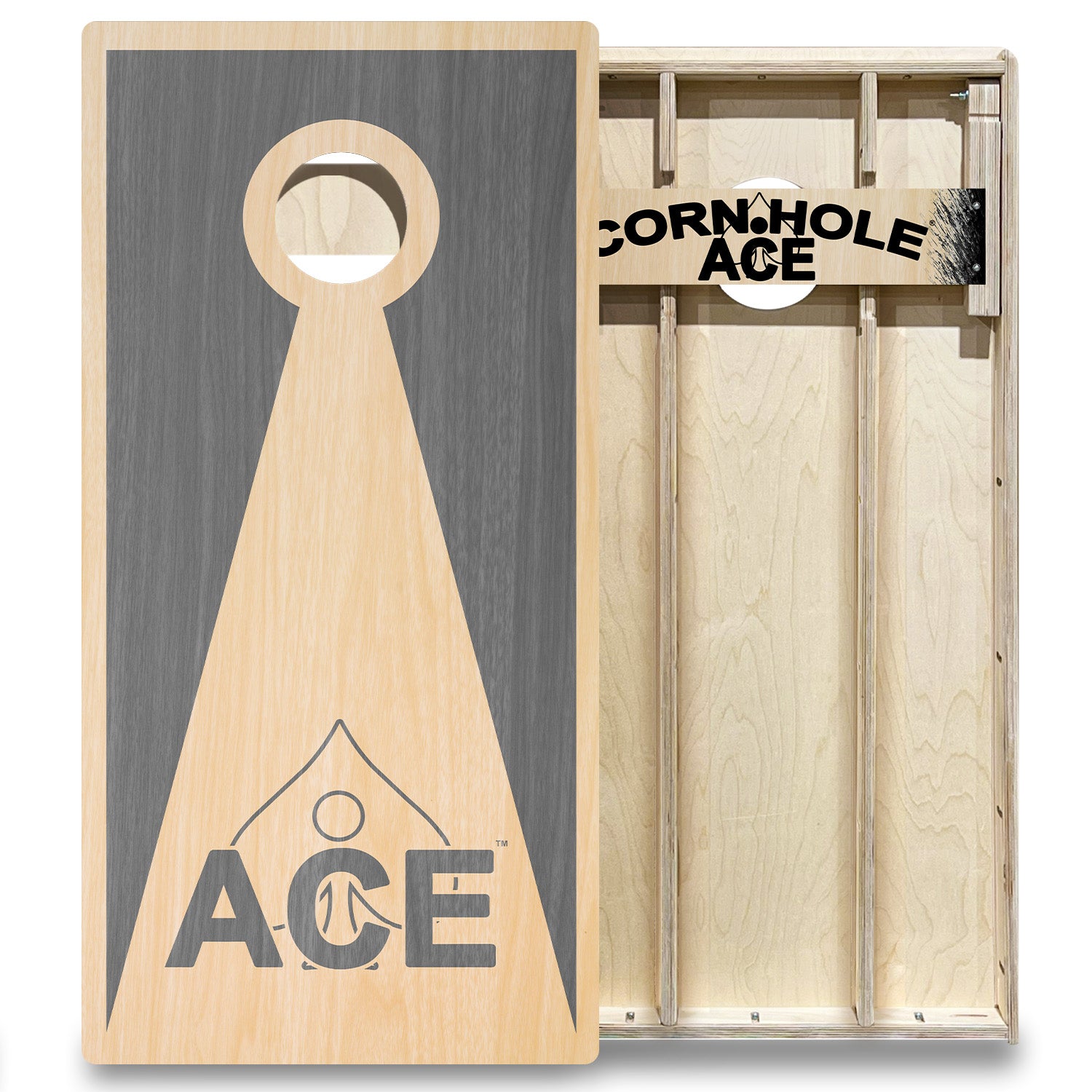 Silver ACE Inverse Triangle - Cornhole Board Set - Elite – CornholeAce