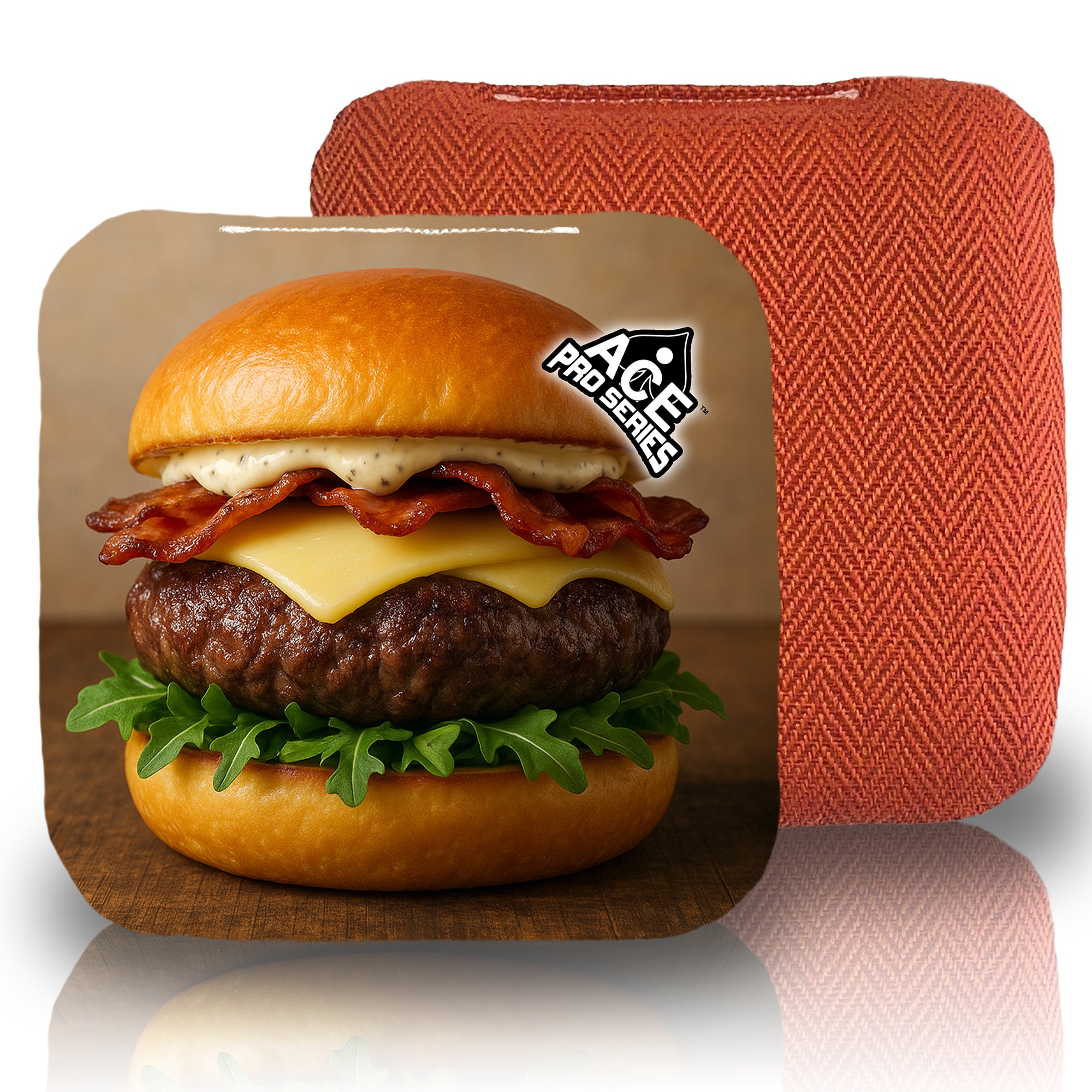 Team Burgers - Orange Carpet - ACE Pro Carpet Cornhole Bags – CornholeAce