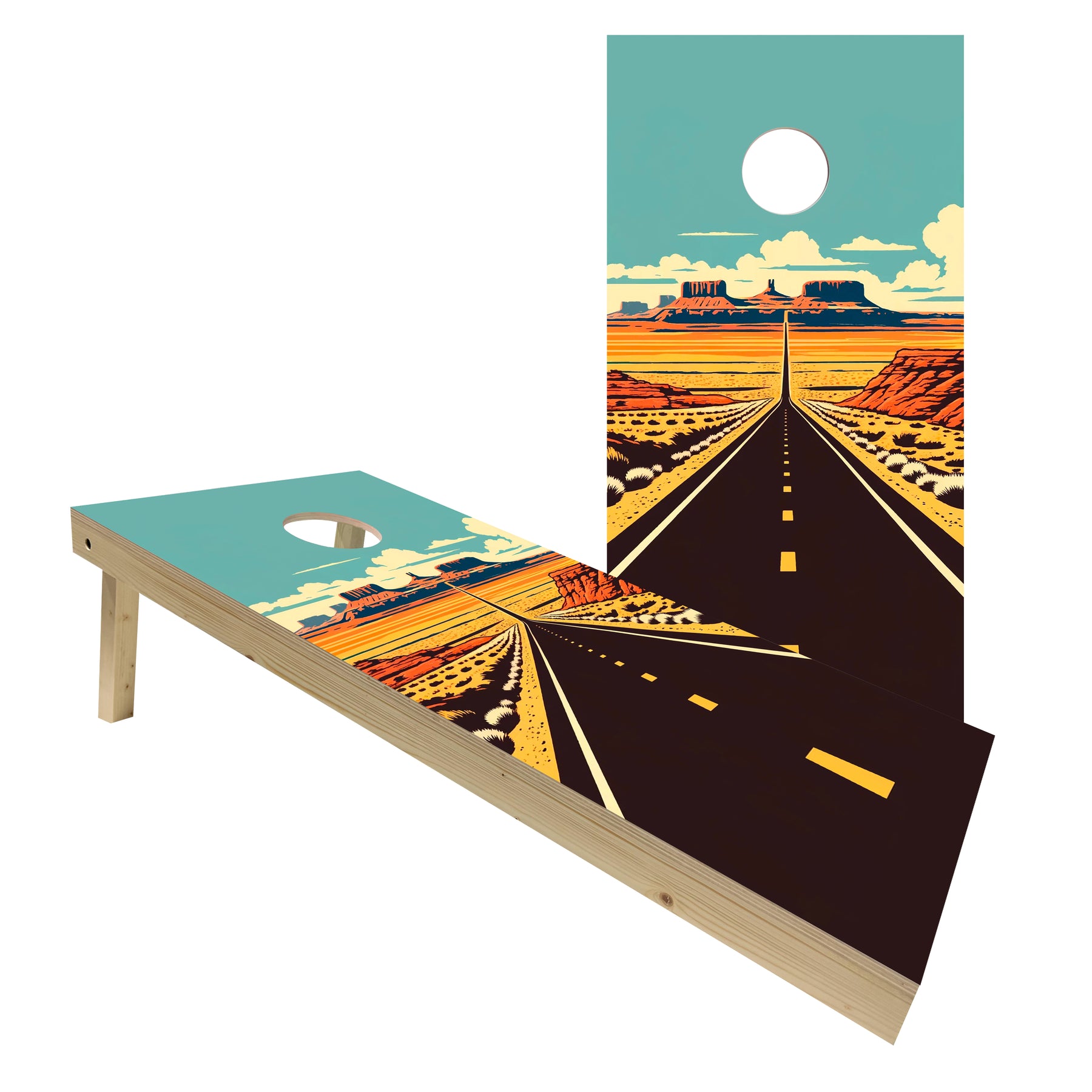 Vintage Desert Highway - Cornhole Board Set - Standard – CornholeAce